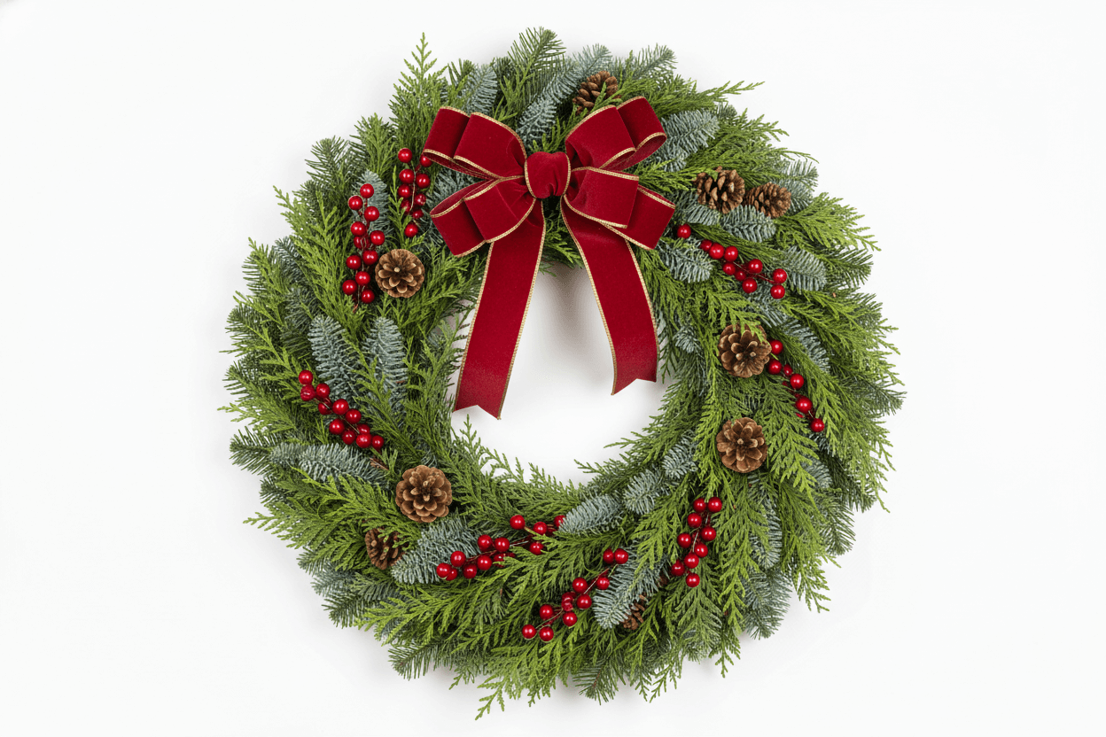 Fresh Mixed Evergreen Wreath 22" - Fraser, Noble & Cedar | Holiday ...